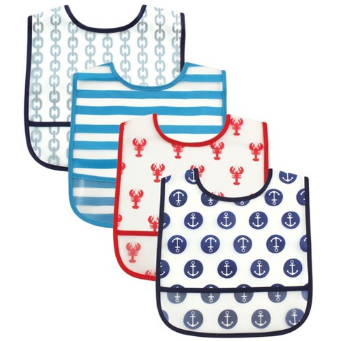 Luvable Friends Baby Boy Waterproof Peva Bibs 4pk, Nautical, One Size ...