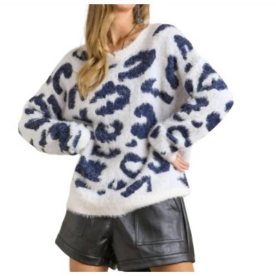 Women's Leopard Print Crew Neck Sweater - Adora S : Target
