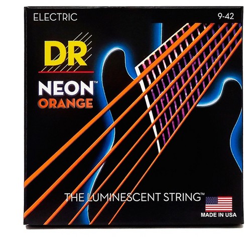 Dr Strings Neon Hi-def Orange Superstrings Light Electric Guitar ...