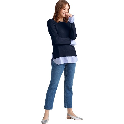 Ellos Women's Plus Size Fine Gauge Layered Pullover : Target