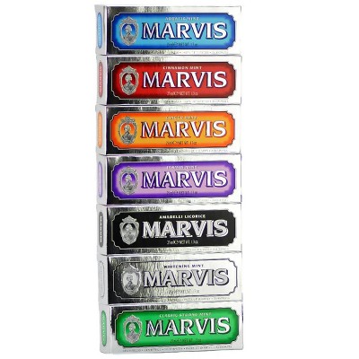 MARVIS Toothpaste Gift Set (7 x 1.3 oz) - TRAVEL SIZE SET, freshens ...