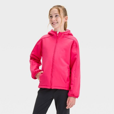 Girls' Solid Cozy Softshell Jacket - All In Motion™ Pink Xl : Target