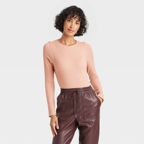 Women's Long Sleeve Seamless Bodysuit - A New Day™ Light Pink Xl : Target