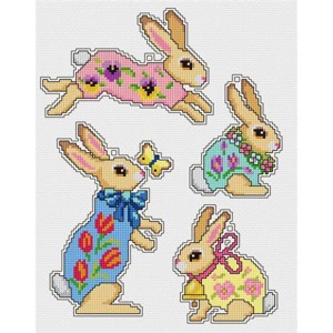 Orchidea Counted cross stitch kit with plastic canvas "Easter bunnies ...