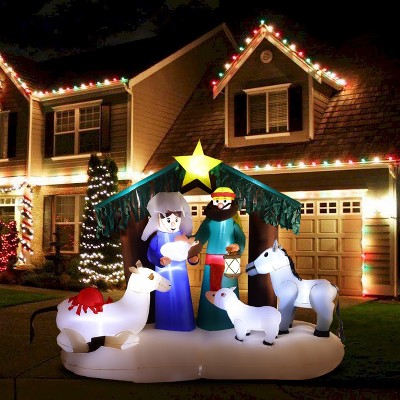 Costway 6.7ft Christmas Inflatable Nativity Scene W/ Leds & Built-in ...