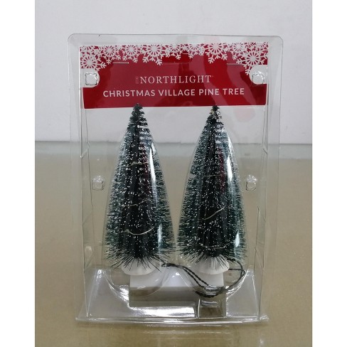 Northlight Set Of 2 Led Lighted Frosted Mini Bottle Brush Pine ...