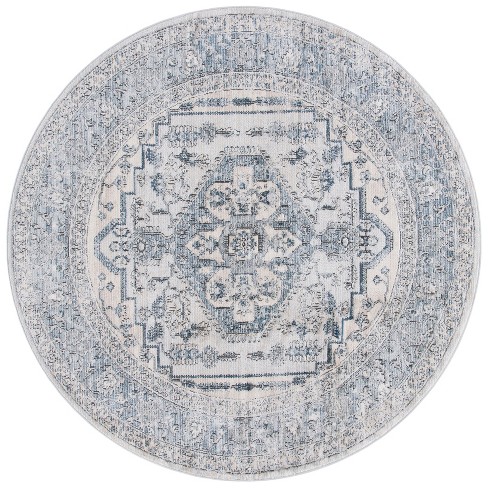 Oregon Ore877 Power Loomed Area Rug - Light Blue/ivory - 6'7" Round ...