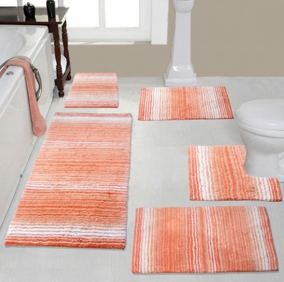 Set Of 4 Allure Collection Coral Cotton Tufted Bath Rug Set - Home ...