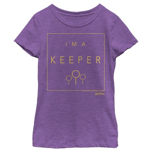 Girl's Harry Potter I’m A Keeper T-shirt - Purple Berry - Large : Target