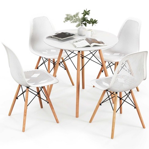 Costway 5 Pcs Dining Table Set For 4 Persons Modern Round Table & 4 ...