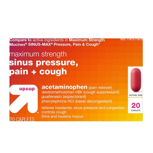Acetaminophen Sinus Pressure, Pain & Cough Relief Caplets - 20ct - Up ...
