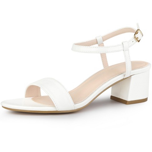 Perphy Women's Open Toe Chunky Heel Ankle Strap Slingback Sandals White 10 : Target