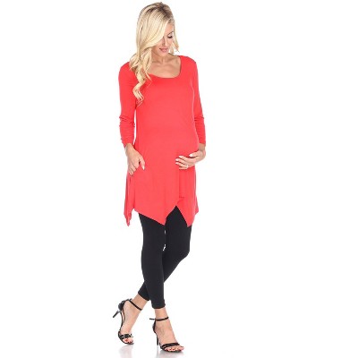 Maternity Plus 3/4 Sleeve Kayla Tunic With Pockets Red 2x - White Mark ...