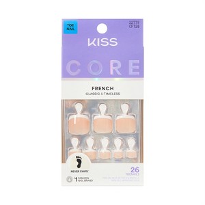 KISS Nails CORE French Tip Press-On Fake Toenails - Short Squoval - Two ...