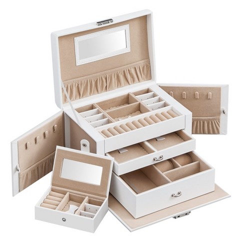 Songmics Jewelry Box 3 Layers, Jewelry Organizer With 2 Drawers ...