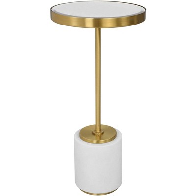 Uttermost Modern Brushed Brass Metal Square Accent Table 12" Wide Gold ...