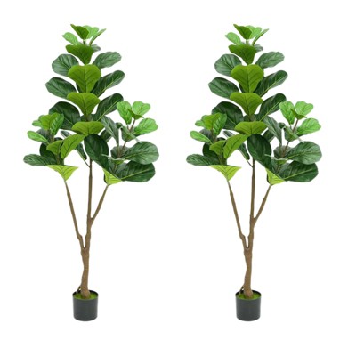 2pack Artificial Fiddle Leaf Fig Tree,decorative Faux Fiddle Leaves ...