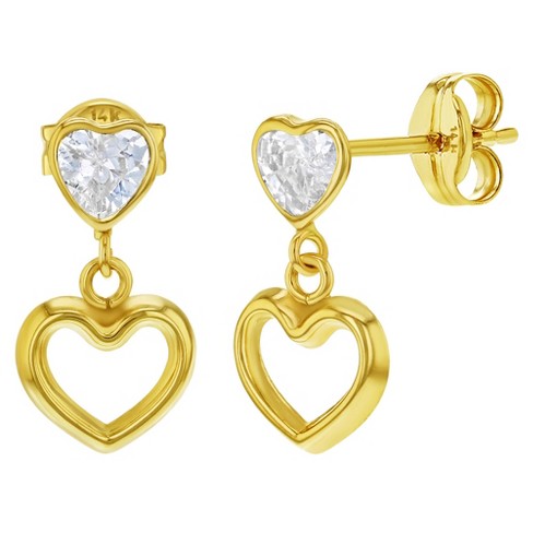 Girls' Heart To Heart Dangle Stud & Post 14k Gold Earrings - In Season ...