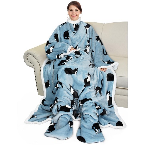 Catalonia Fleece Wearable Blanket With Sleeves & Foot Pockets For Women ...