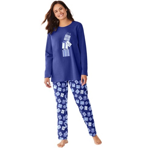 Dreams & Co. Women's Plus Size Long Sleeve Knit Pj Set - 22/24, Ultra ...