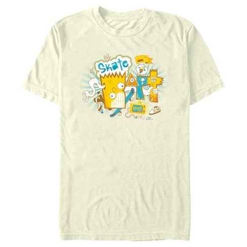 Men's The Simpsons Bart Skateboard Doodle Art T-shirt - Beige - Small ...