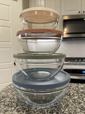 8pc Glass Set Of 4 Mixing Bowls With Lids Clear - Figmint™ : Target