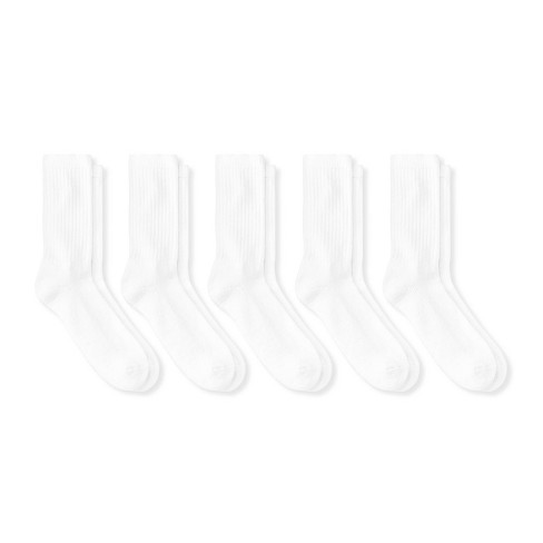 Men's Crew Socks 5pk - Dealworthy™ White 6-12 : Target