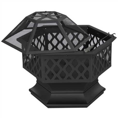 Yaheetech 24in Outdoor Hex Fire Pits Firepit Bowl With Spark Screen ...