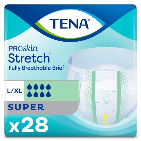 Tena Proskin Stretch Super Incontinence Briefs, Heavy Absorbency ...