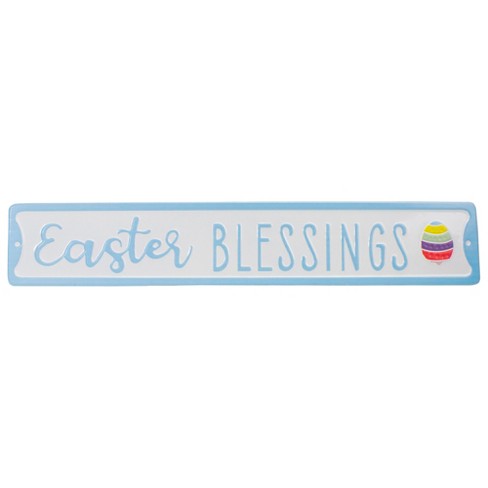 Northlight 20.25" Metal "easter Blessings" Sign With Eggs Wall Decor ...