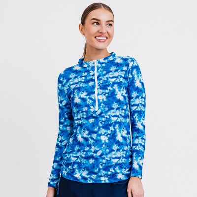 Calypsa Women's Half-zip Long Sleeve Rash Guard Upf 50+ Nora Swim Top ...