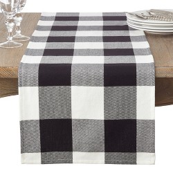 Plaid Table Runner Black - Saro Lifestyle : Target