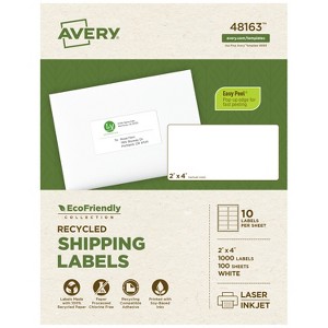 Avery EcoFriendly Recycled Shipping Labels, 2" x 4", White, Permanent ...