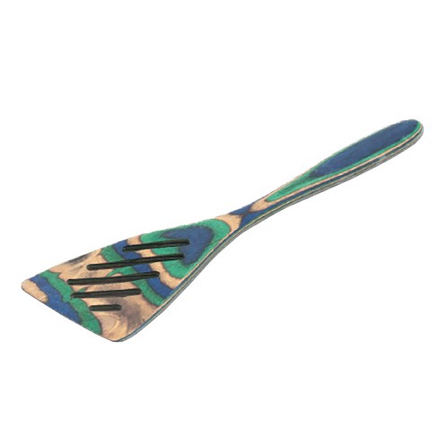 Island Bamboo 8-inch Pakkawood Mini Slotted Spatula, Peacock : Target