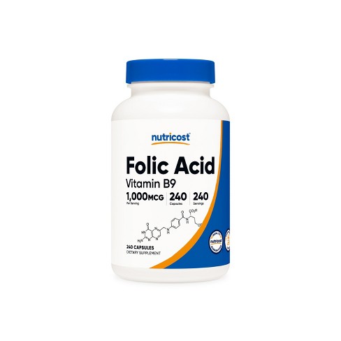 Nutricost Folic Acid (vitamin B9) Capsules (1000 Mcg) (240 Capsules ...