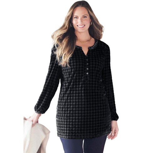 Catherines Women's Plus Size Velvet Peasant Tunic : Target