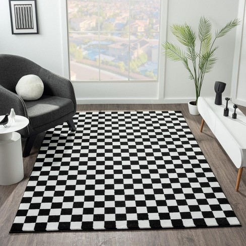 Luxe Weavers Geometric Checkered black And White 5x7 Area rug : Target