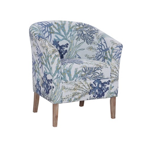 Simon Costal Barrel Club Chair Oceanside - Linon: Upholstered Polyester ...