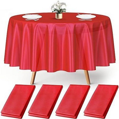 Prestee 84" Disposable Round Plastic Tablecloth For Fine Dining-pack Of ...
