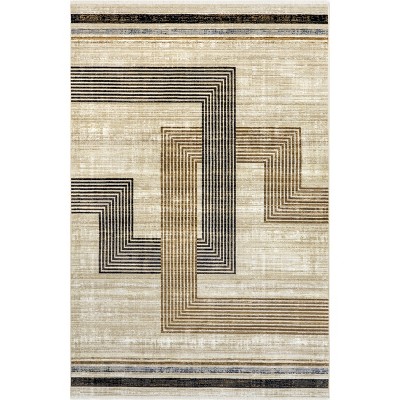 Nuloom Aline Contemporary Striped Fringe Area Rug 8x10, Beige : Target