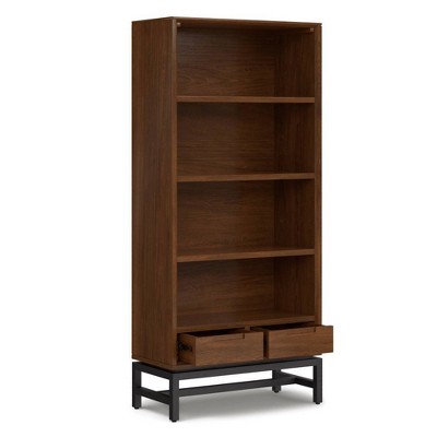 Tierney Solid Hardwood Mid Century Wide Bookcase And Storage Unit ...