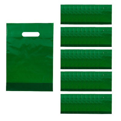 8 1/2" x 12" Bulk 50 Pc. Green Plastic Goody Bags with Handles : Target