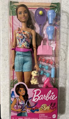 Barbie Wellness Workout Outfit Roller Skates And Tennis With Puppy : Target