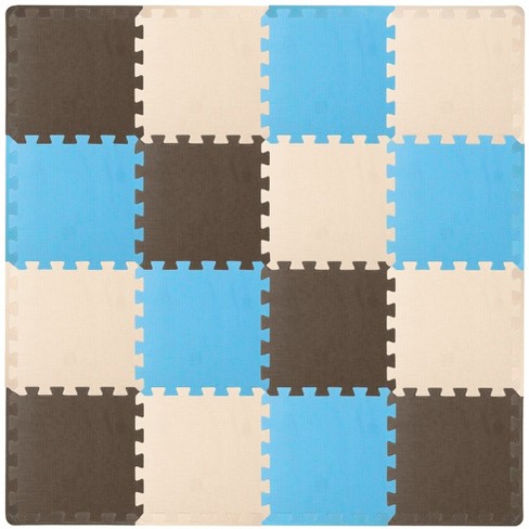 Prosource Kids Solid Floor Play Mat 3/8-in, 16 Sq Ft - 16 Tiles, Blue ...