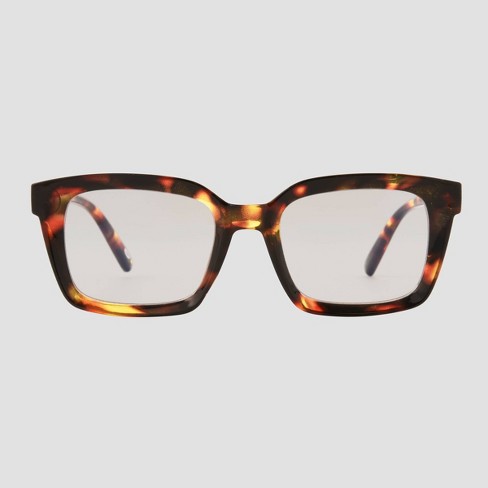 Women's Shiny Plastic Rectangle Blue Light Filtering Reading Glasses ...