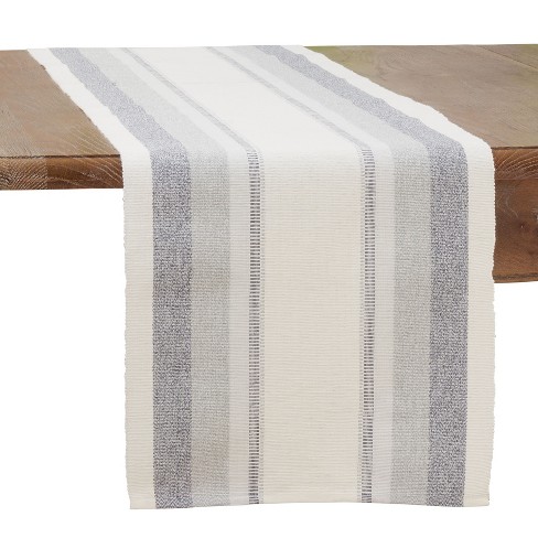 Saro Lifestyle Long Table Runner With Ribbed Stripe Design, Blue, 14" X ...