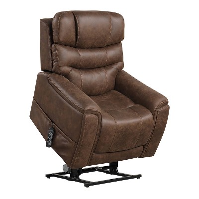 Borne Swivel Accent Chair Brown: Faux Leather Comfort, 360-degree ...