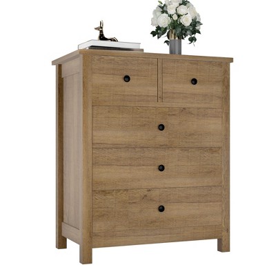 Dresser For Bedroom, 5 Drawer Dresser Wood Dresser With Metal Handle ...