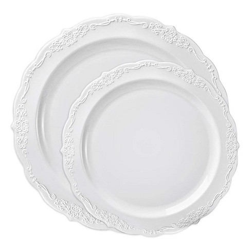 Smarty Had A Party White Vintage Round Disposable Plastic Dinnerware ...