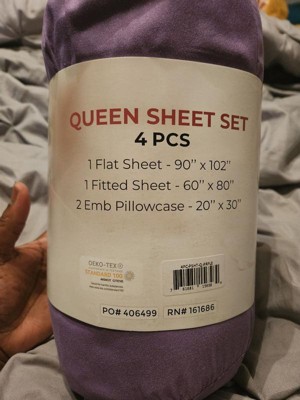 King Size Sheets Set Deep Pocket Bedding 4 Piece Solid Sheet Set - Navy ...